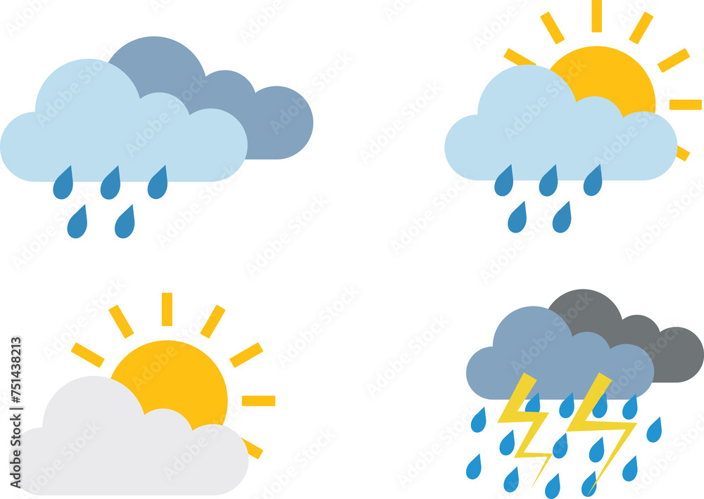 Weather Icon Set On Transparent Background. A Vivid Set of ...