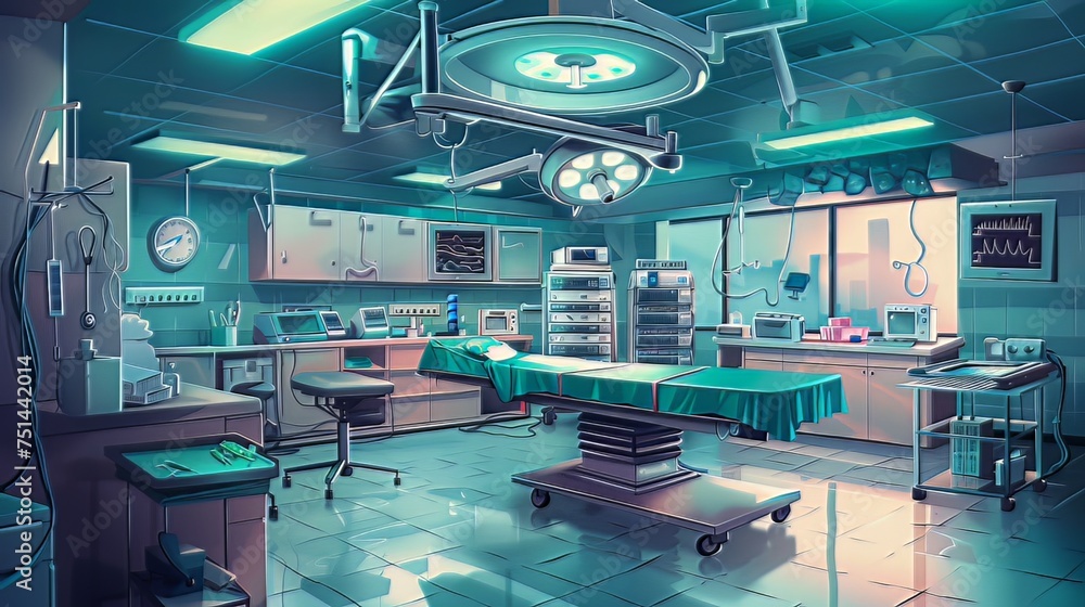 Surgical Room Details: A detailed illustration of a surgical room ...