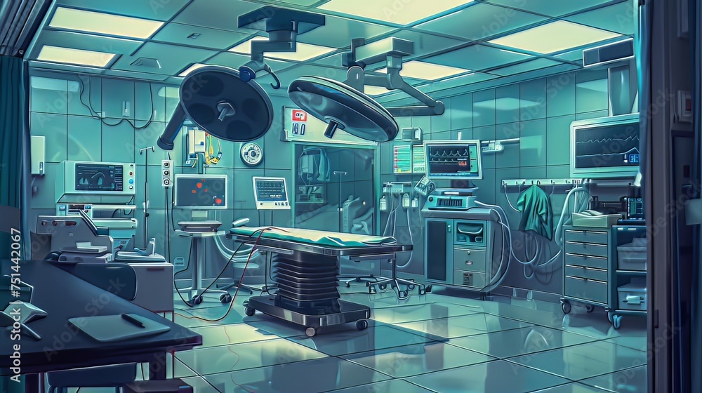 Surgical Room Details: A detailed illustration of a surgical room ...