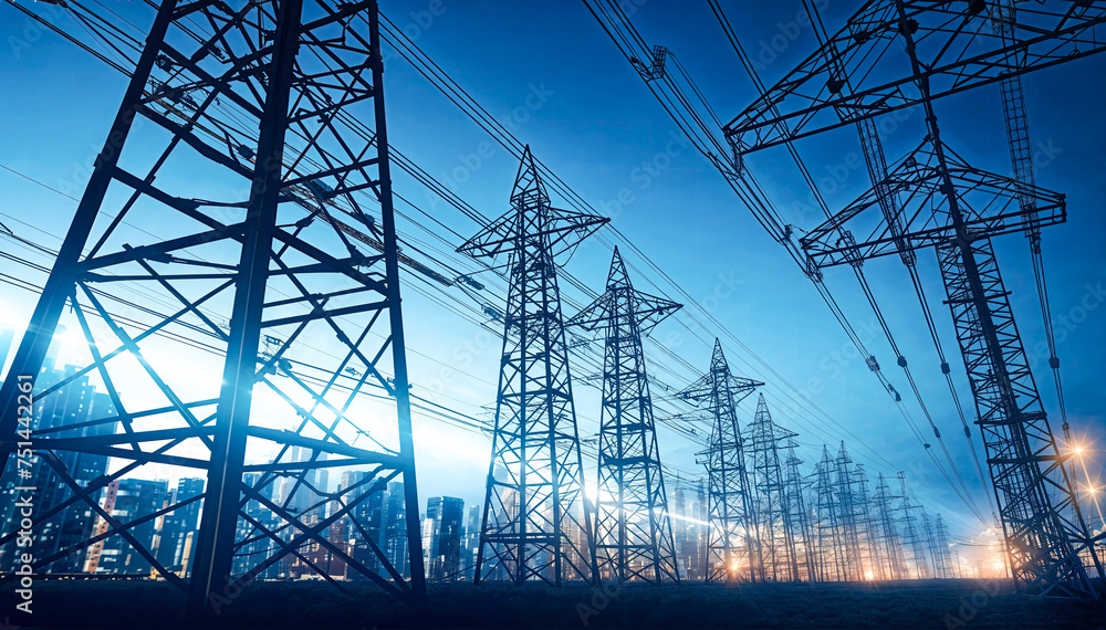 high voltage post.High-voltage tower sky background.High-voltage tower ...