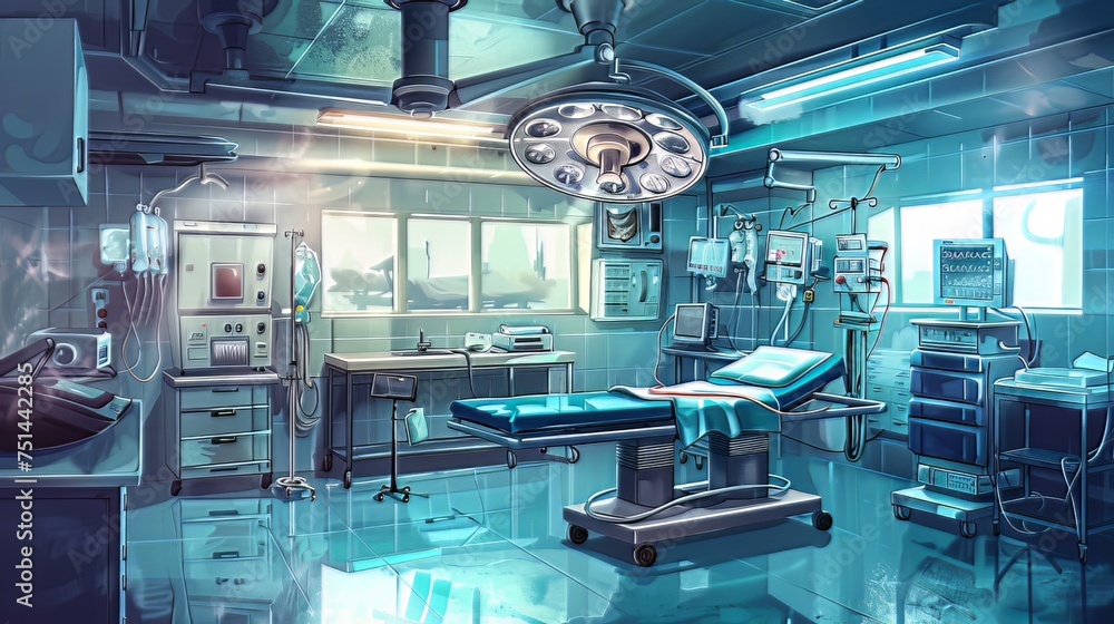 Surgical Room Details: A detailed illustration of a surgical room ...