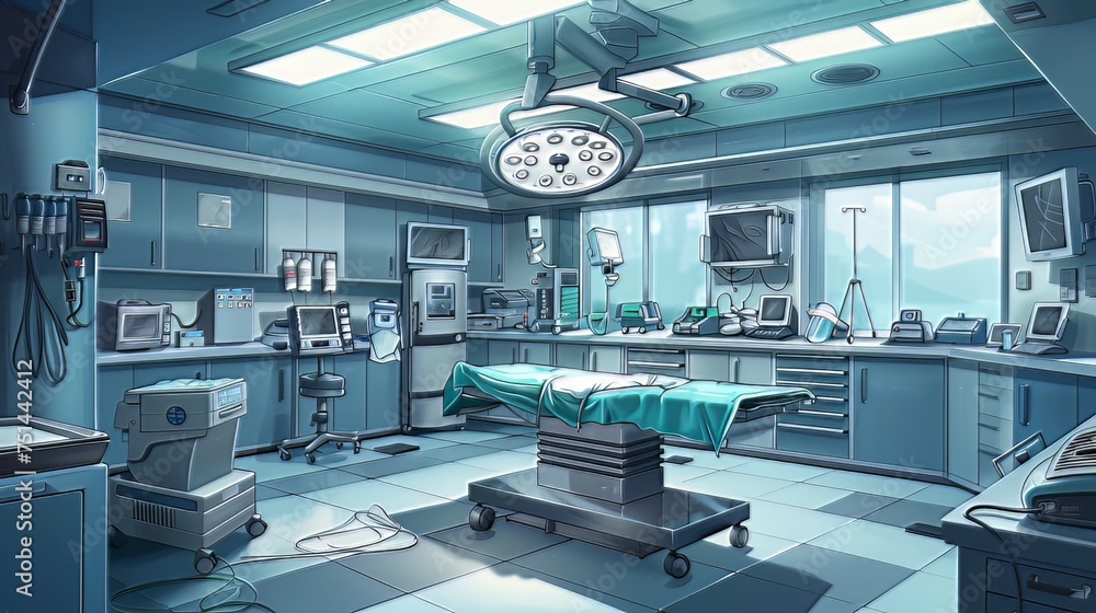 Surgical Room Details: A detailed illustration of a surgical room ...