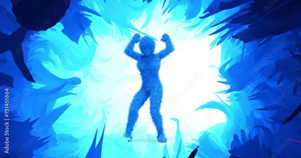 Dancing Blue Furry 3D Female Character In Animated Flowers Background ...