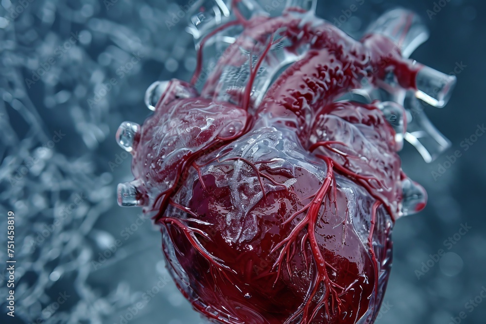 Human Heart Encased in Ice. A real human heart covered with a delicate ...