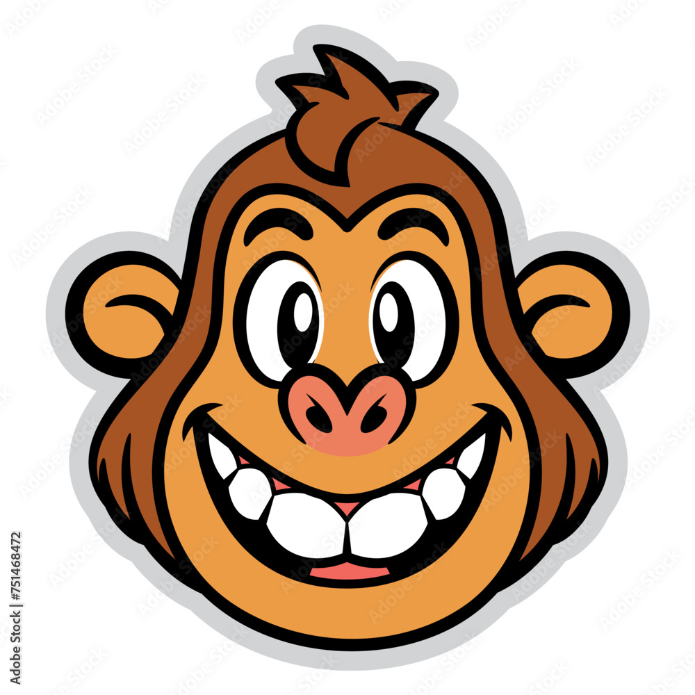 Funny Monkey face Cartoon Characters. Best for icon, logo, and sticker ...