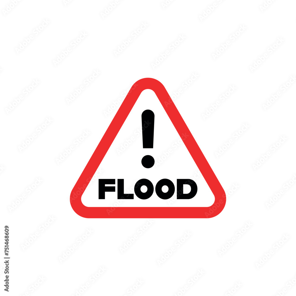 Flood alert sign vector icon. triangular warning sign due to extreme ...