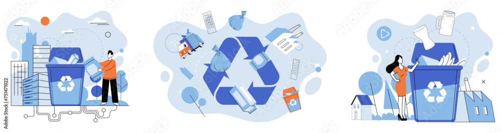 Waste disposal. Vector illustration. Waste disposal is like taking ...