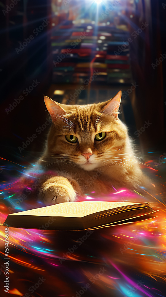 An enchanted cat sorcerer casting spells with a flick of its tail ...
