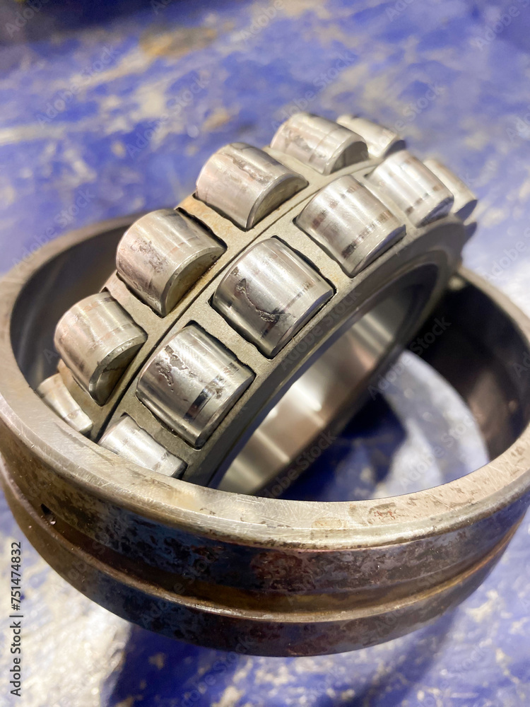 Rolling bearing scratched or worn out or damaged of equipment in ...