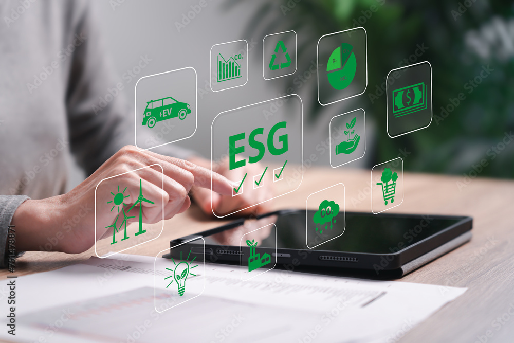 Green Business, Analysis ESG environmental social governance concept ...