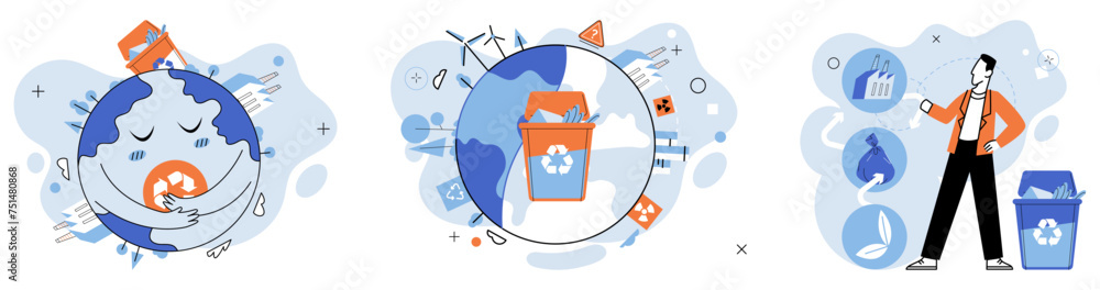 Waste disposal. Vector illustration. Recycling is powerful tool in ...