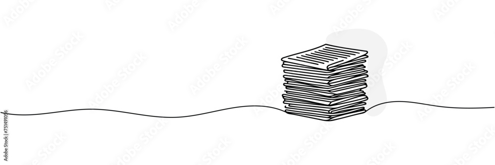 One line drawing of a stack of news newspapers. Vector illustration ...