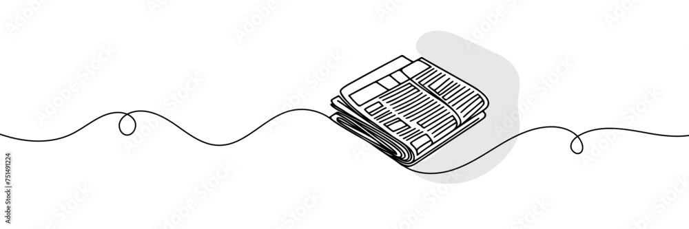 One line drawing of a stack of news newspapers. Vector illustration ...