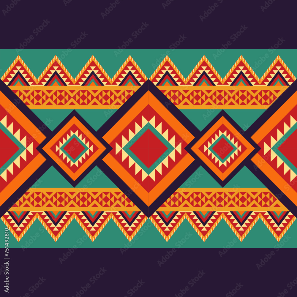 Seamless Navajo and Aztec Mexican Native tribal fabric pattern ...