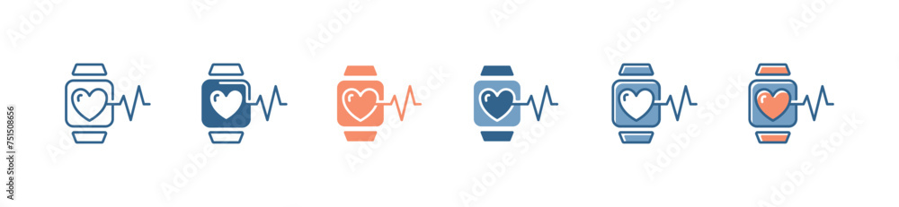 heartbeat cardiogram diagnosis watch icon set heart rate monitoring ...