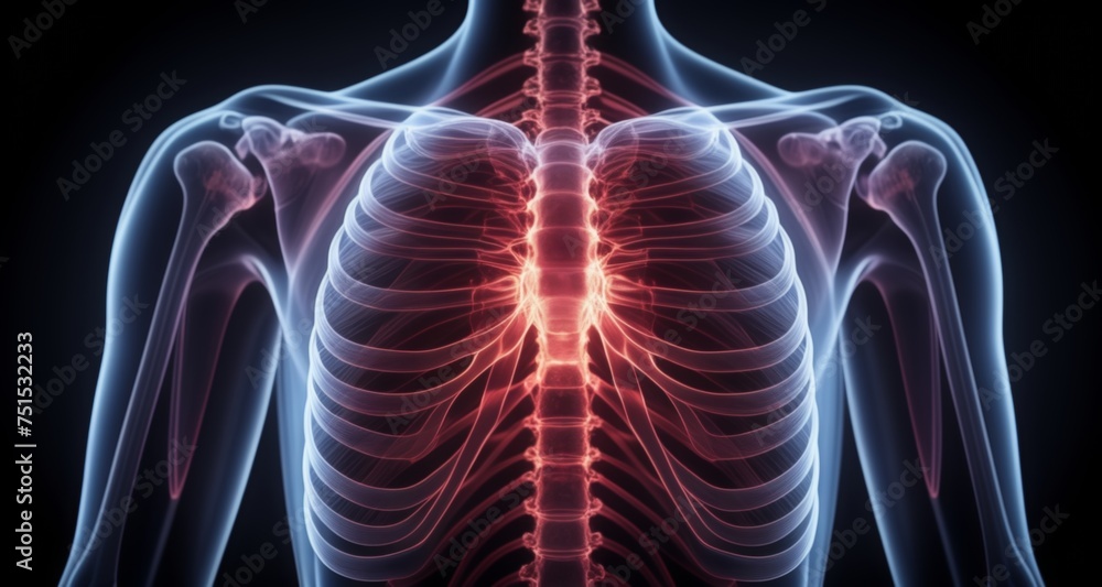 Illustration of human torso with highlighted internal organs and spine ...