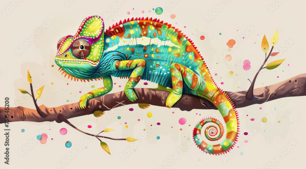 Chameleon, illustration and digital art of an animal isolated on a ...