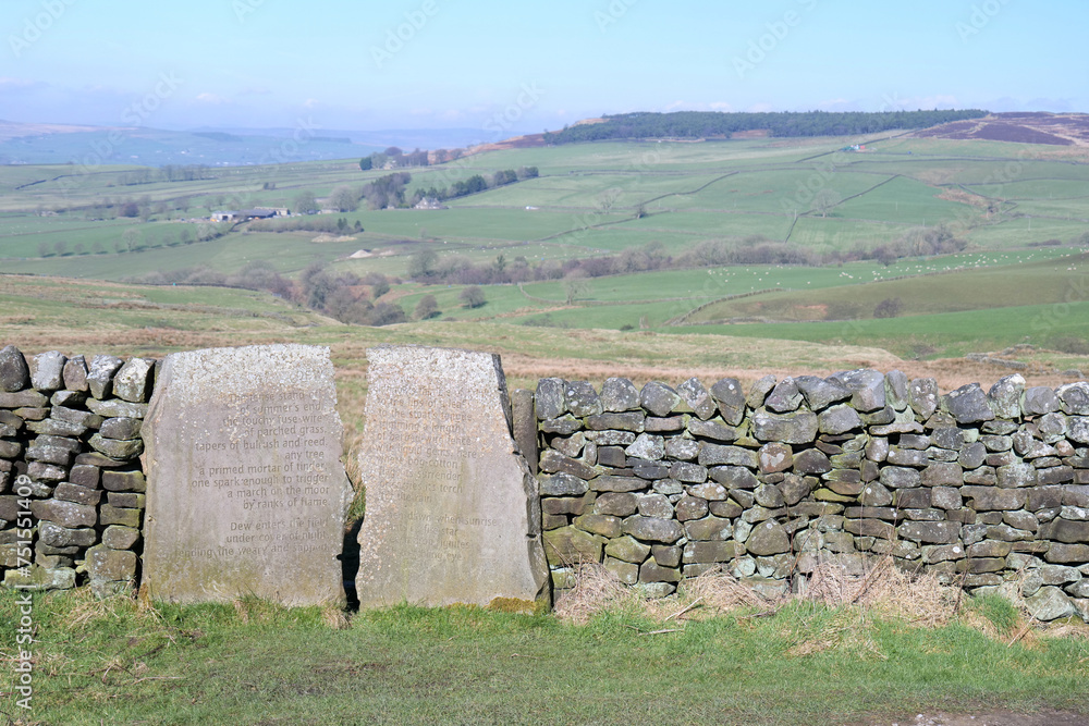 Keighley, UK 03 04 2024 A Stanza Stone poem called DEW by the poet ...