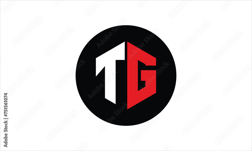 TG initial letter polygon icon gaming logo design vector template ...