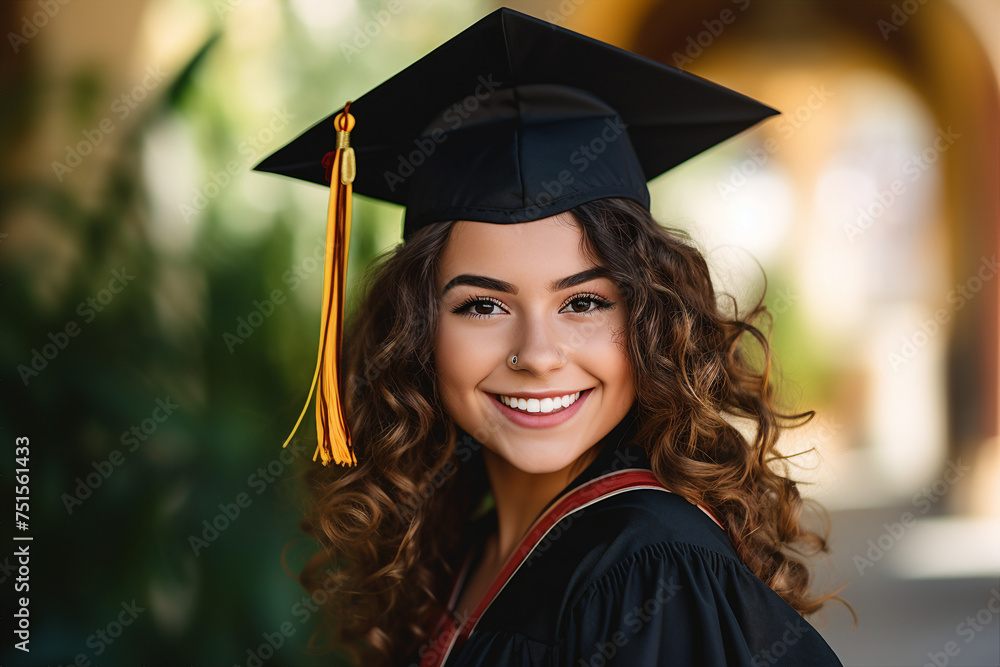 Excited youth graduating from college university school wearing tassel ...