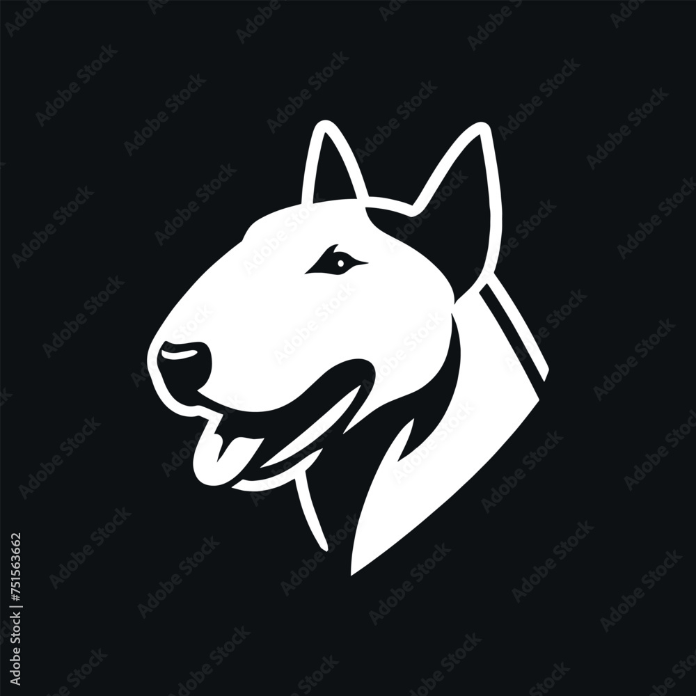 Bull Terrier dog. Logo. Simple modern design, icon, print. Black and ...