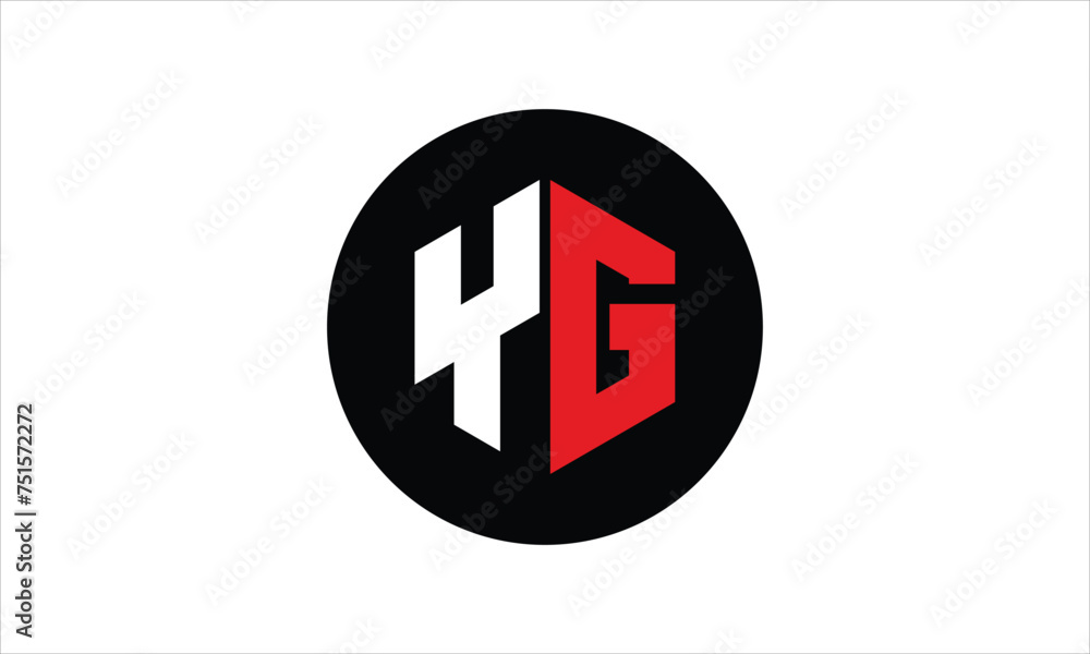 YG initial letter polygon icon gaming logo design vector template ...