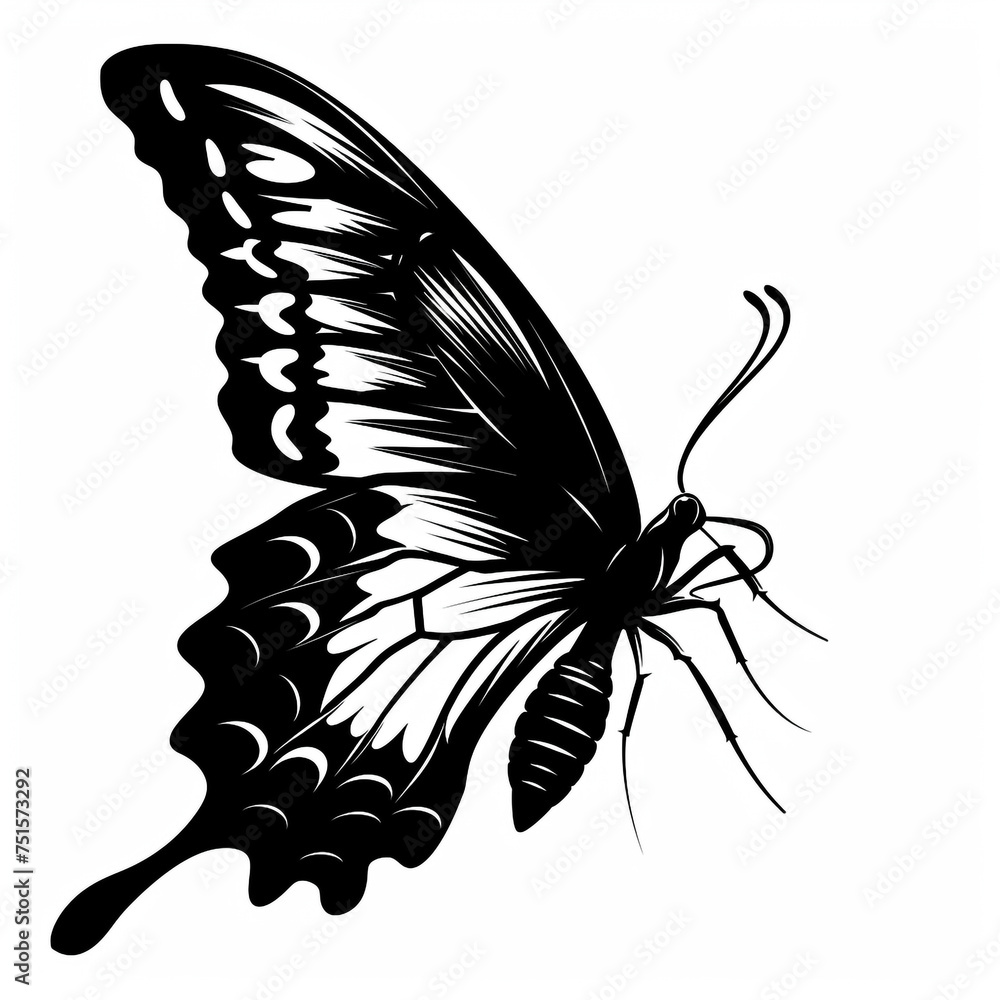 Illustration of a butterfly using black ink with a simple concept and ...