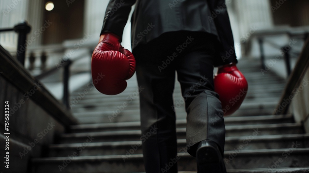 With each step towards the courthouse, a lawyer wearing boxing gloves ...