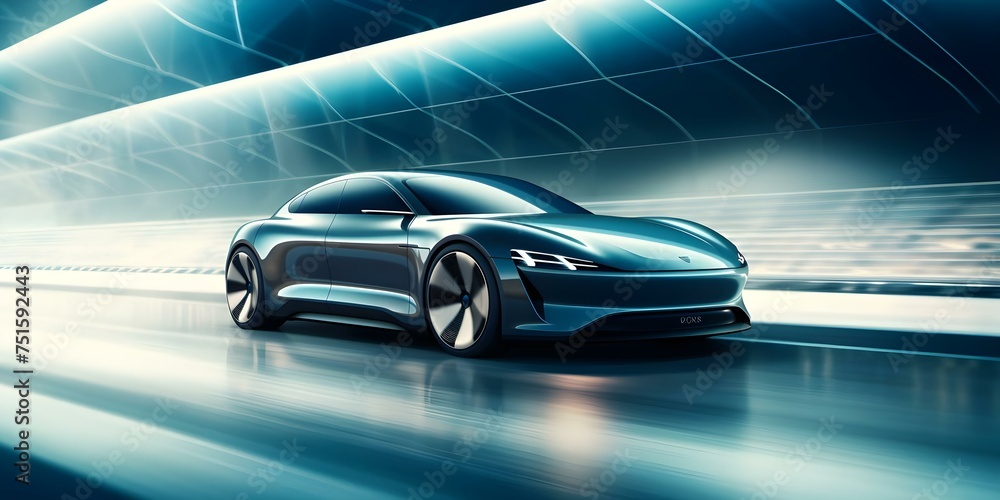 Highend electric car effortlessly blends with sleek and contemporary ...