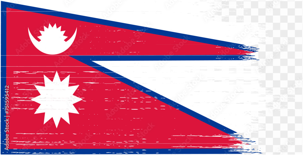 Nepal flag with brush paint textured isolated on png or transparent ...