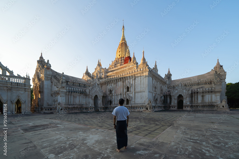 Burmese temples of Bagan City from a balloon, unesco world heritage ...