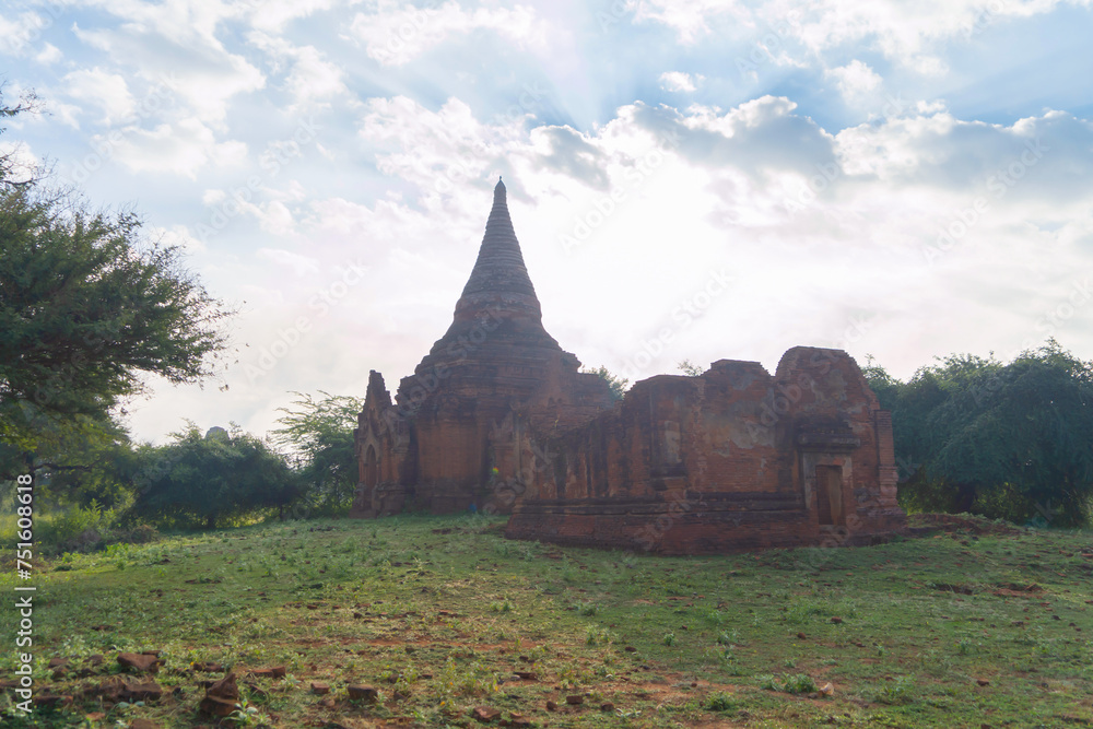 Burmese temples of Bagan City from a balloon, unesco world heritage ...