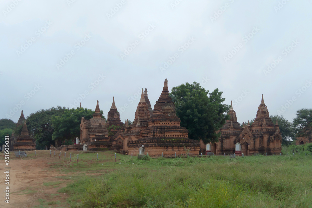 Burmese temples of Bagan City from a balloon, unesco world heritage ...