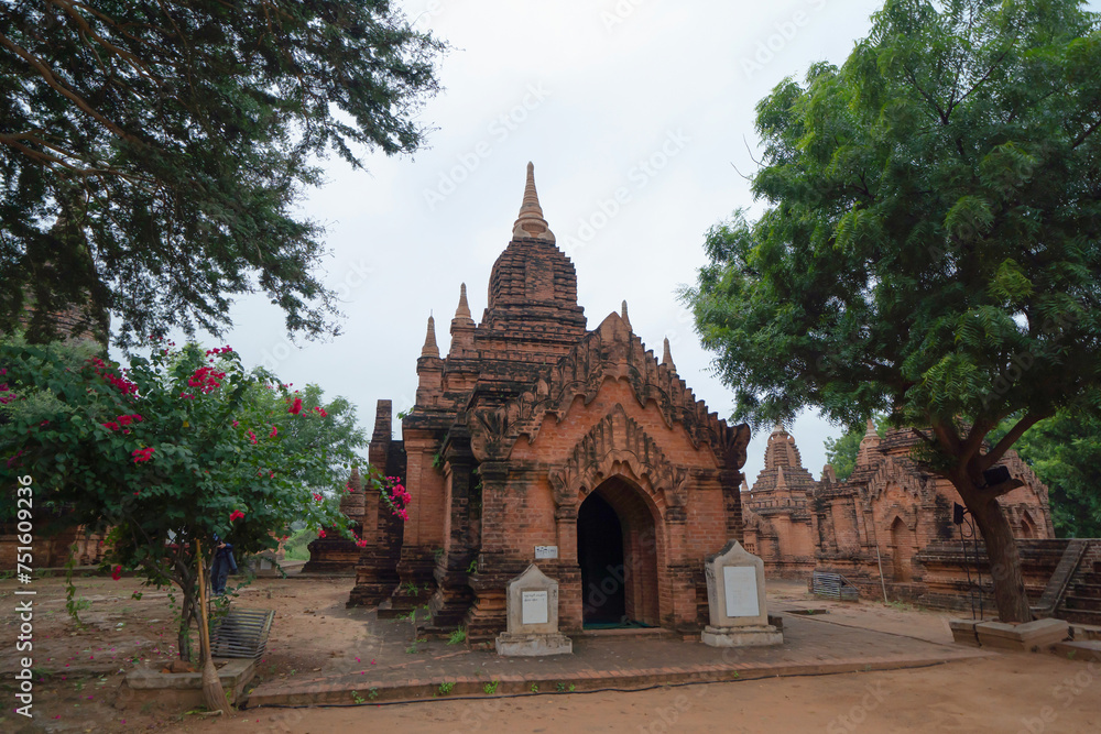 Burmese temples of Bagan City from a balloon, unesco world heritage ...