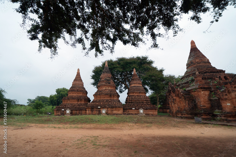 Burmese temples of Bagan City from a balloon, unesco world heritage ...