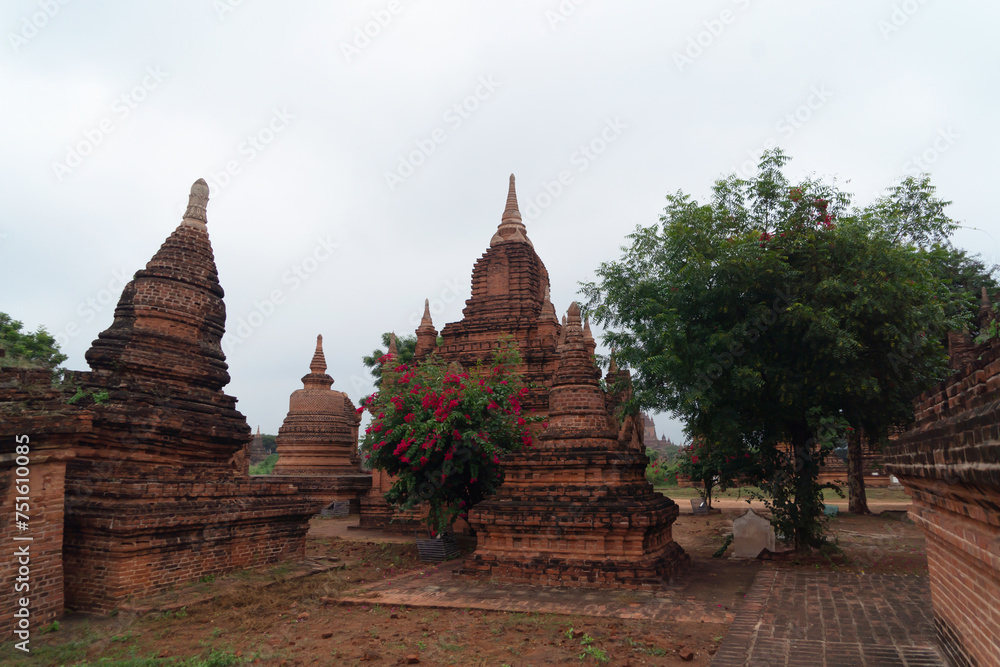 Burmese temples of Bagan City from a balloon, unesco world heritage ...