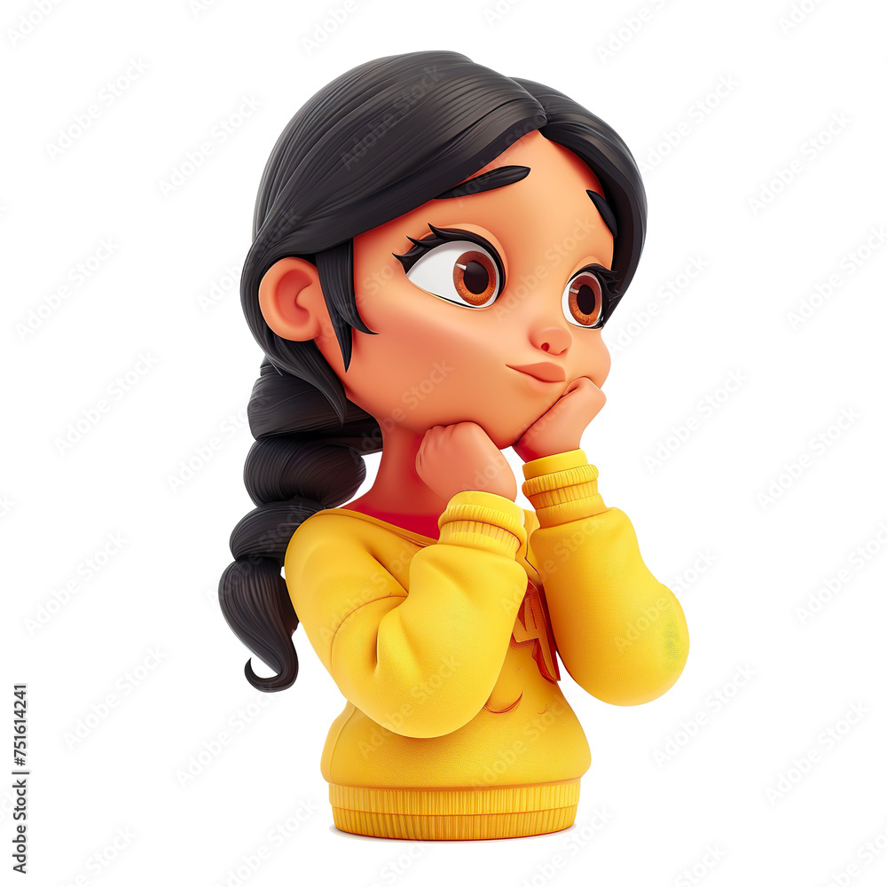 girl thinking emoji face character transparent png, transparent Stock ...