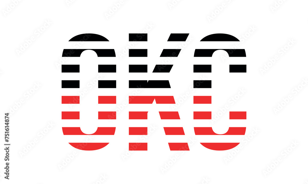 OKC three initial letter iconic line negative space minimal logo design ...