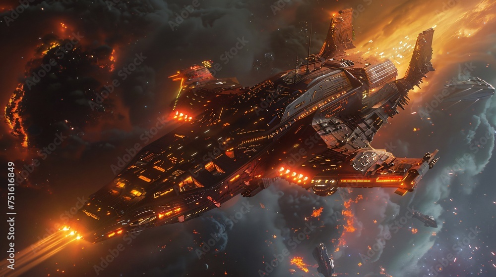 Starship crafted in the likeness of a majestic phoenix soaring through cosmic gateways its ...