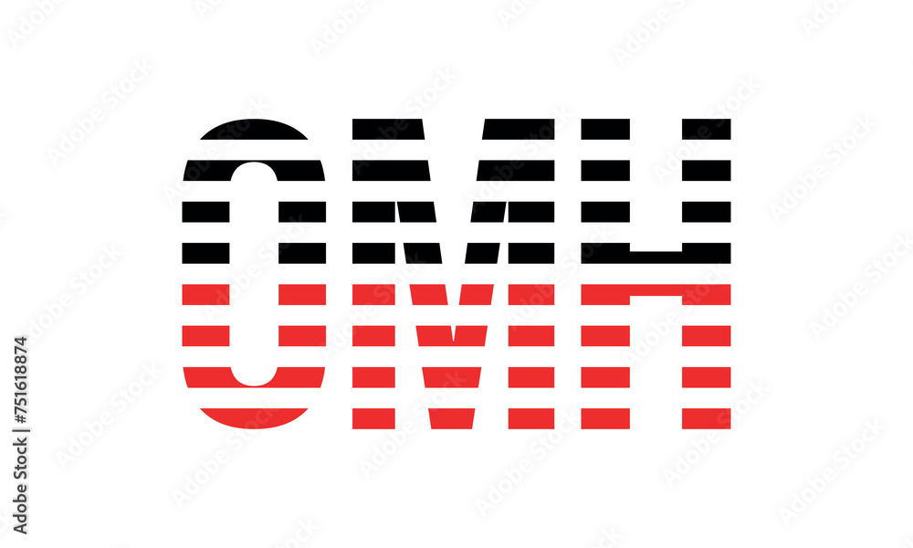 OMH three initial letter iconic line negative space minimal logo design ...