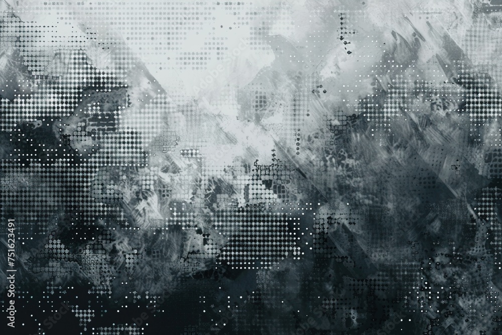 Poster digital artistry as grey digital pixelation merges with dynamic ...