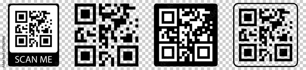 Scan QR code icons set. Digital scanning qr code. Vector illustration ...