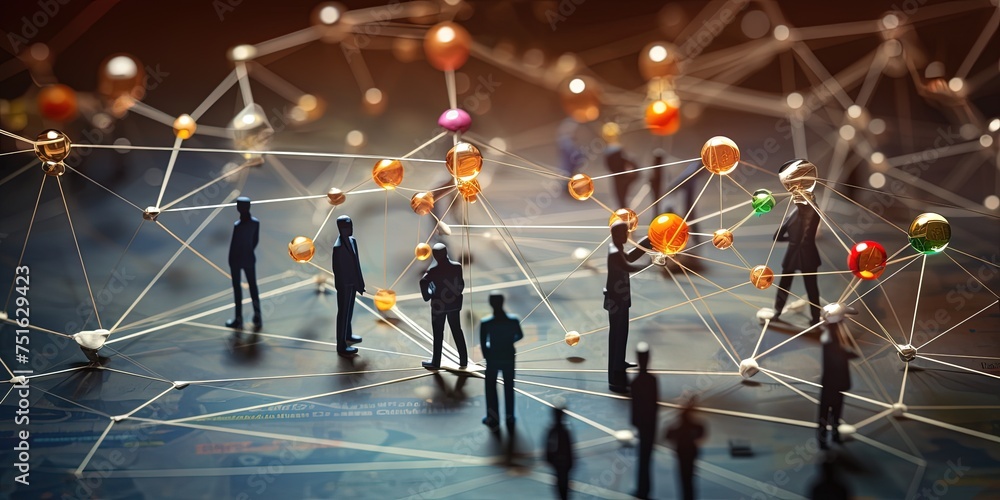 Connection, network, relation concept. human relation and network model ...