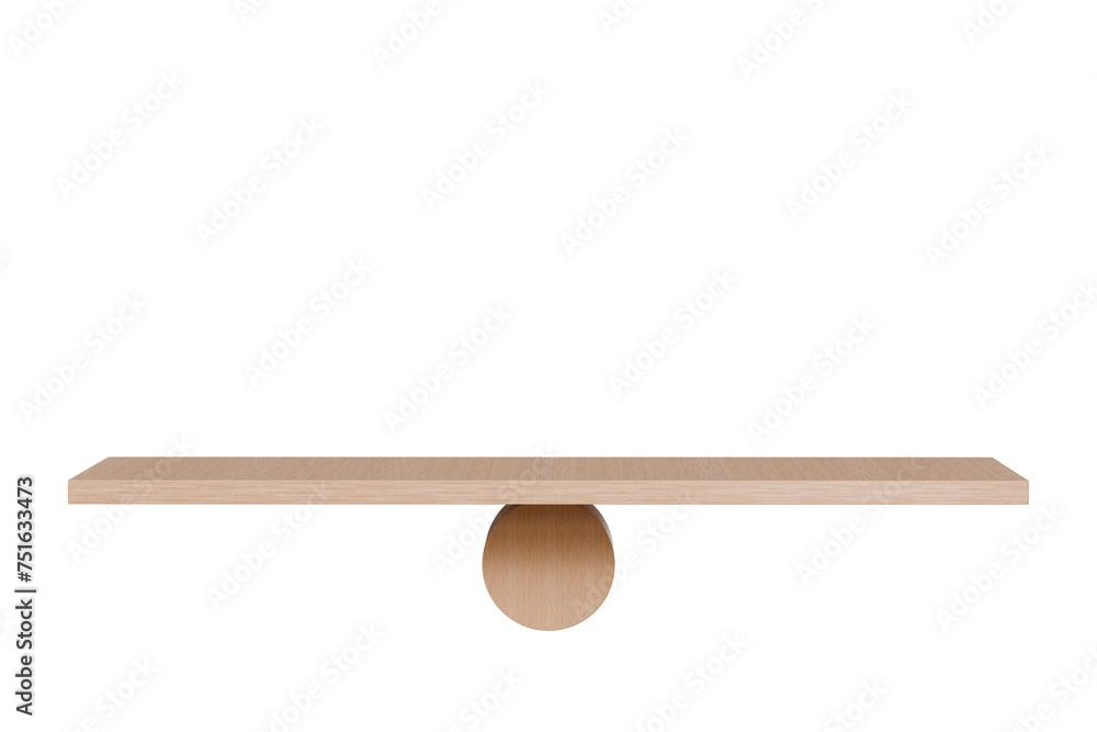 3d Wooden Seesaw Imbalance scales on isolated white background ...