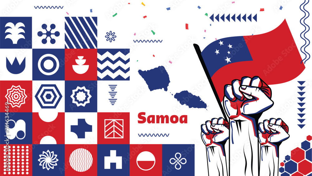 Samoa national day banner design. Samoan flag theme with white ...