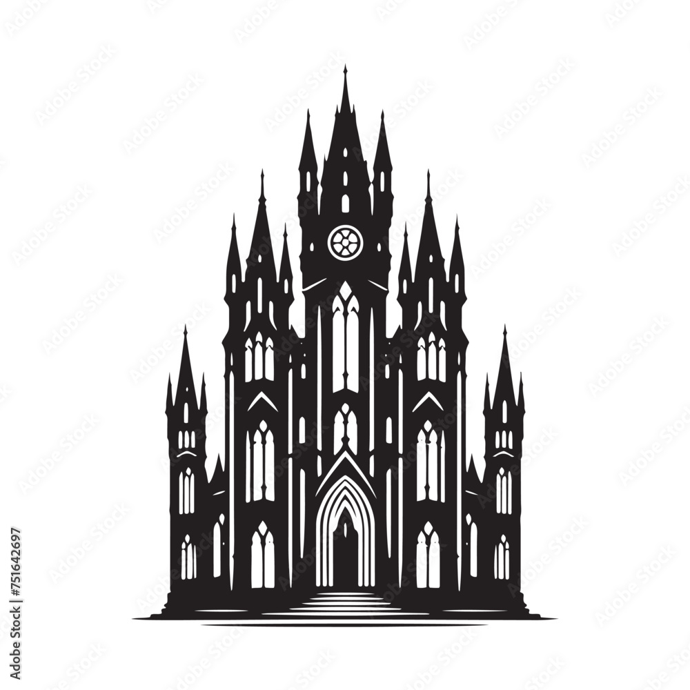 Poster Enduring Legacy: A Towering Gothic Building Silhouette - Gothic ...
