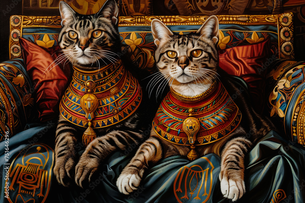 3D oil painting canvas style. Animal portrait, Pharaoh, Cat, Feline ...