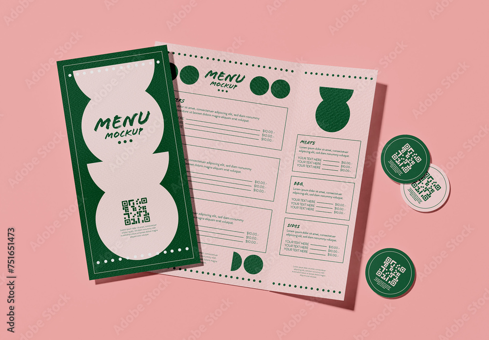 Top View of Menu Mockup Stock Template | Adobe Stock