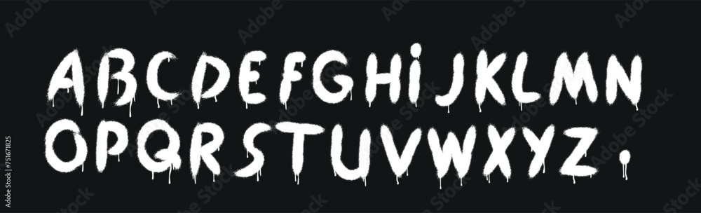 Spray graffiti font. Realistic spray graffiti paint font. Grunge ...