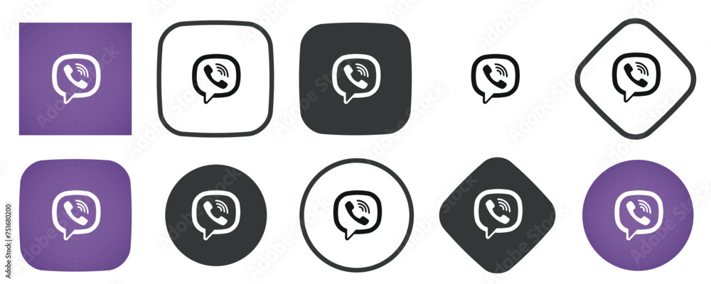 Viber logo interface icon set Viber by Rakuten logotype isolated social ...